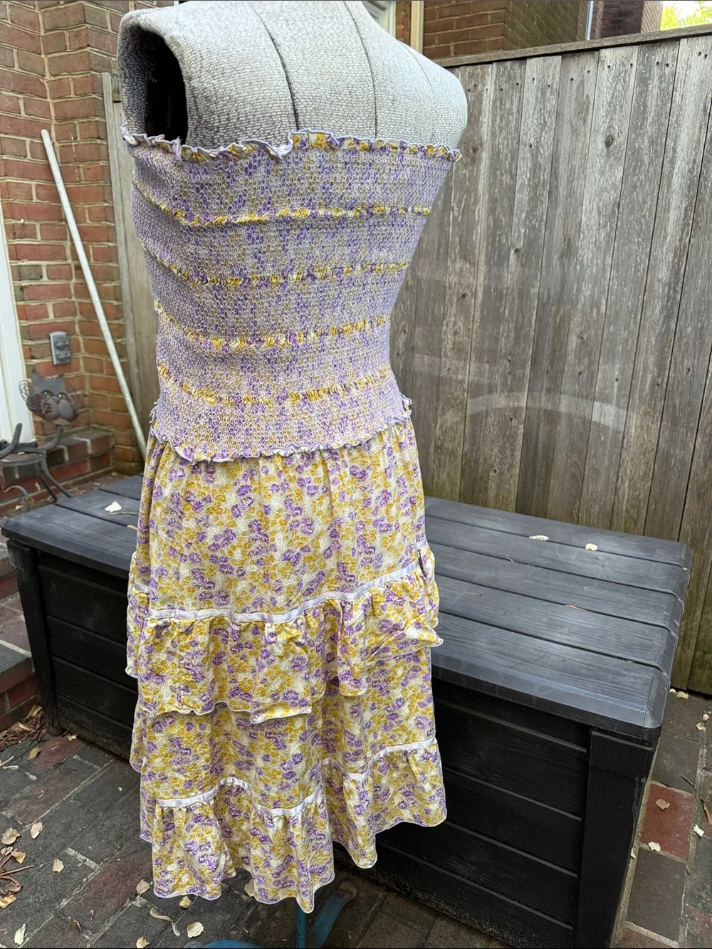 Free People | Dresses | Free People Lavender And Yellow Floral ...